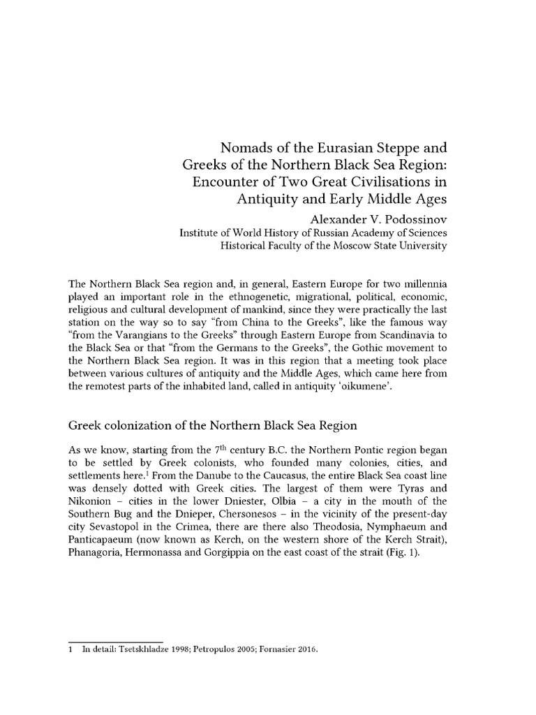 Nomads of The Eurasian Steppe and Greeks of The Northern Black Sea ...