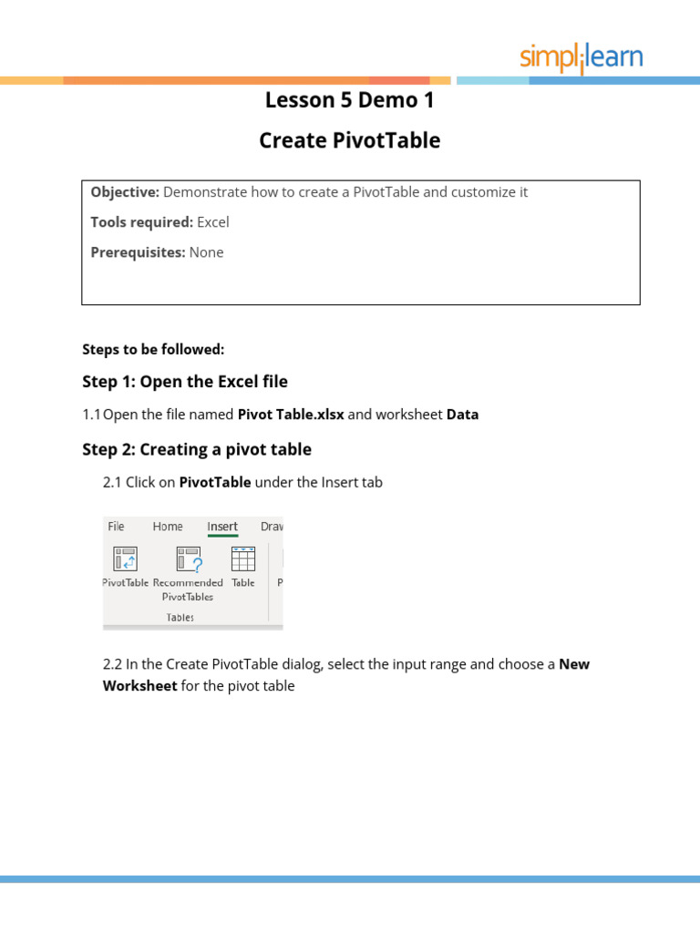 01 - Create PivotTable | PDF