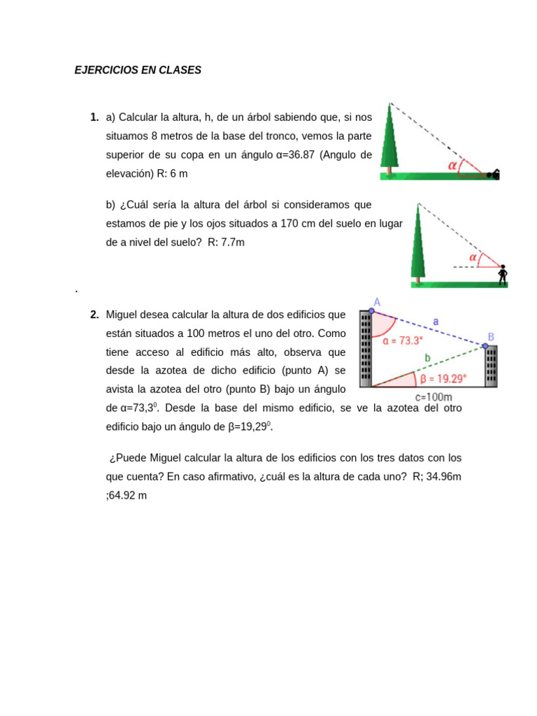 EJERCICIOS EN CLASES (Triangulos) | PDF