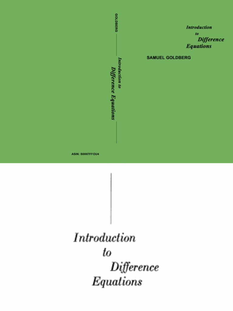 Introduction To Difference Equations, - With Illustrative Examples From ...