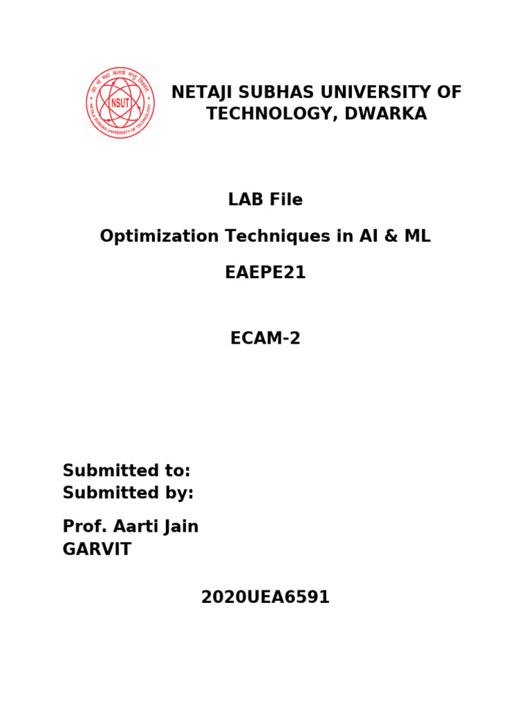 OPTMIZATION Practical FILE | PDF | Mathematical Optimization | Metaheuristic