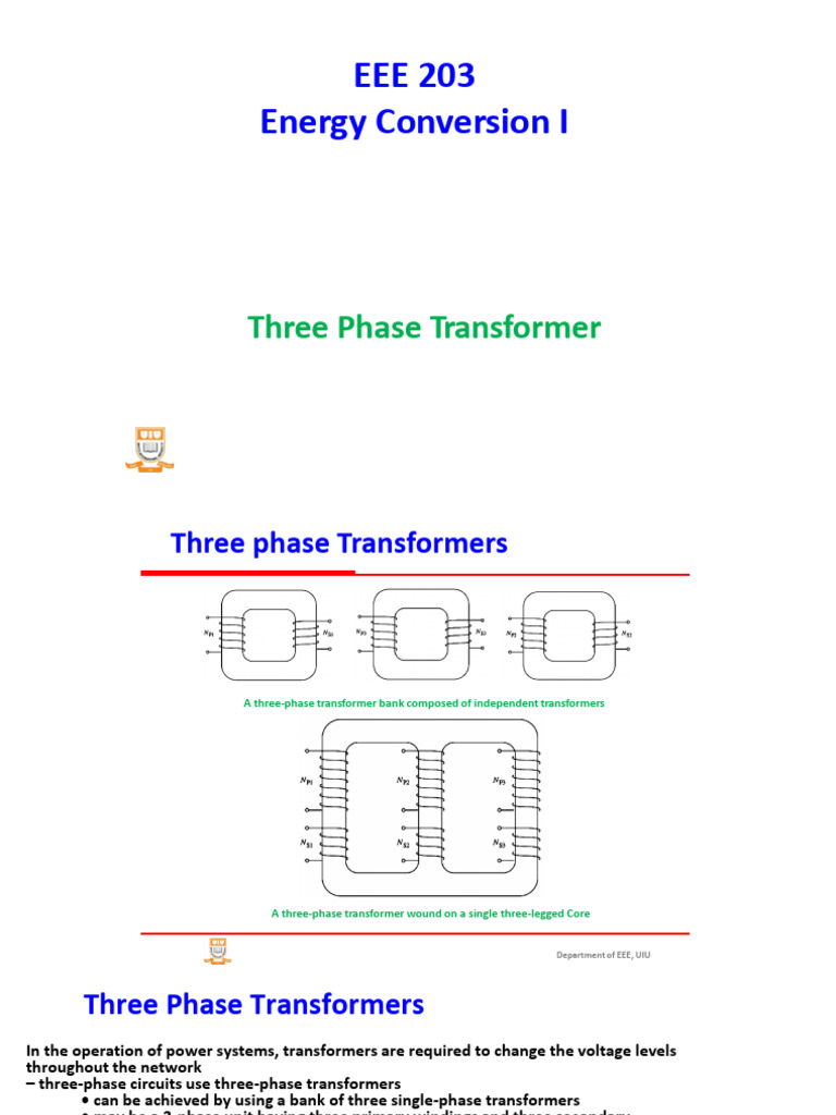 Lecture Slide On Three-Phase Transformers | PDF | Transformer | Electrical Components