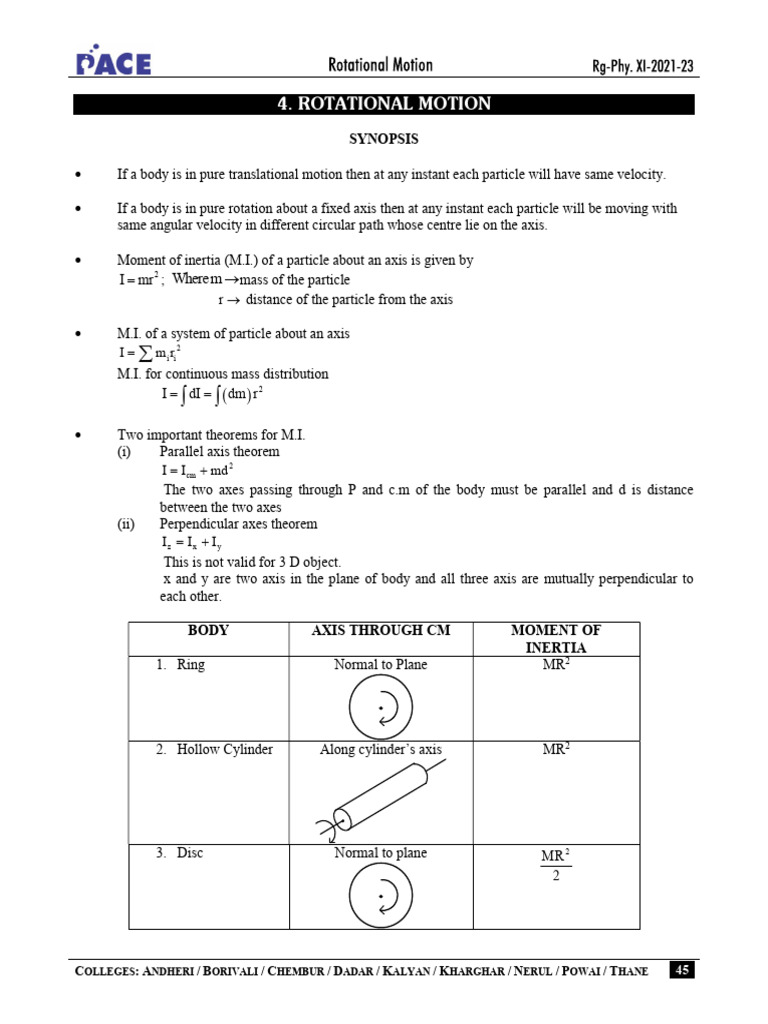 Rotational Motion (Main) | PDF | Rotation Around A Fixed Axis | Angular Momentum
