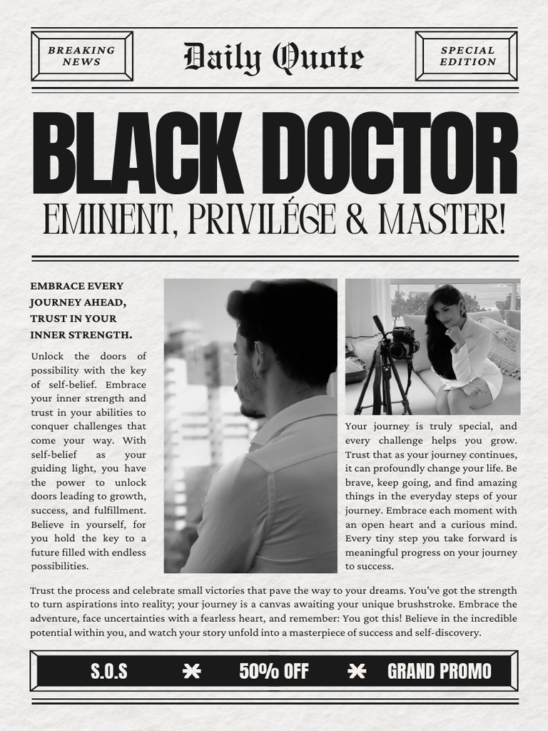 Black and White Vintage Newspaper Motivational Quote Poster | PDF