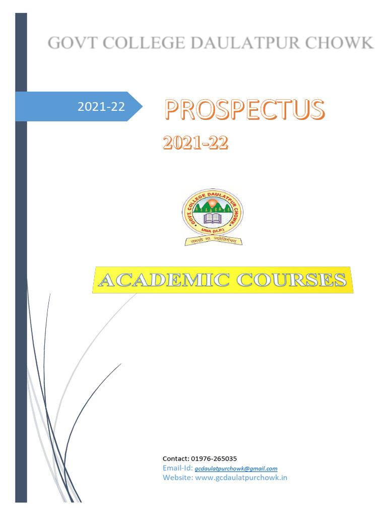 Prospectus Academic Courses 2021-22 | PDF | University And College ...