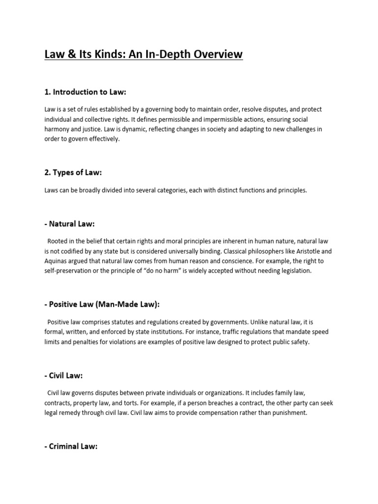 Law Its Kinds + Theory of Separation (Pillars of State) | PDF ...