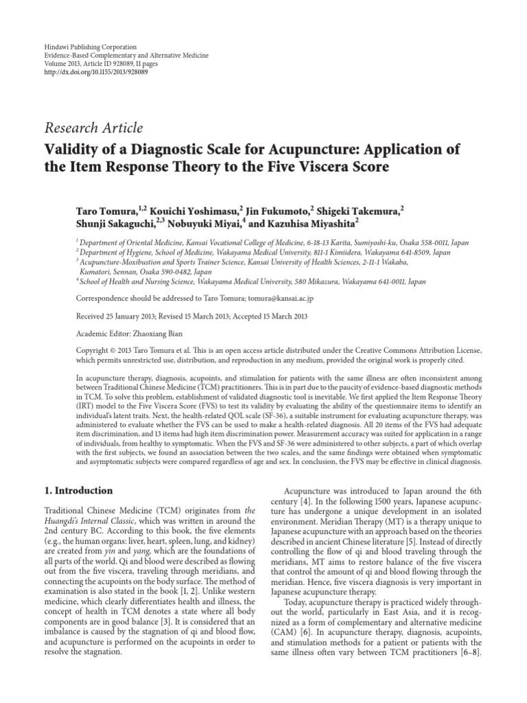 Zang Fu Score | PDF | Acupuncture | Traditional Chinese Medicine