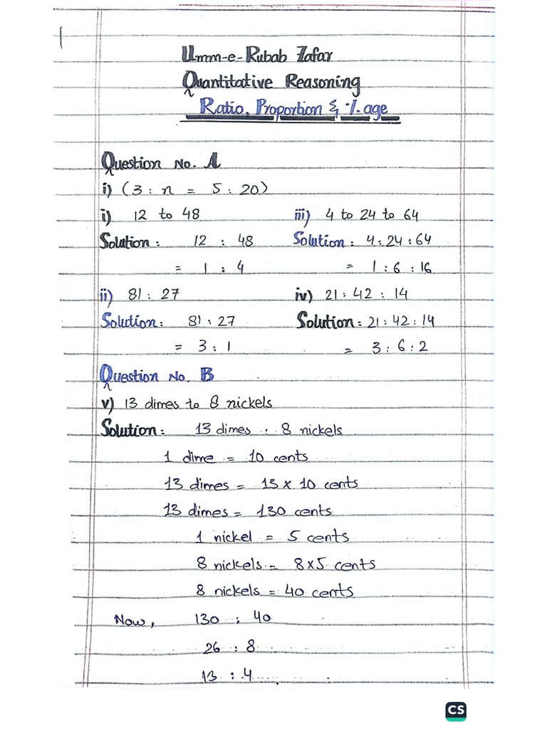 Ratio, Proportion and Percentage Solved Questions PDF | PDF