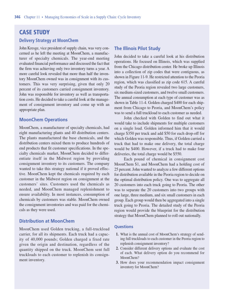 SCM - CASE - Deliver Strategy at MoonChem - Cycle Inventory | PDF | Inventory | Business Process