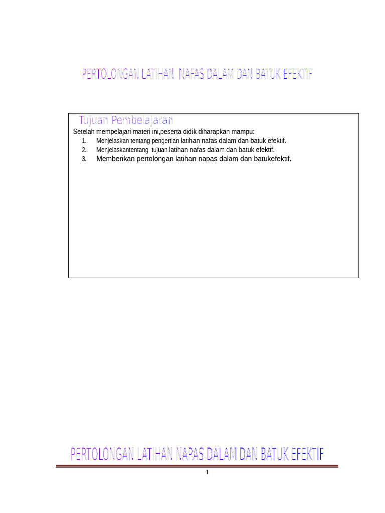 Pertolongan Latihan Napas Dalam Dan Batuk Efektif | PDF