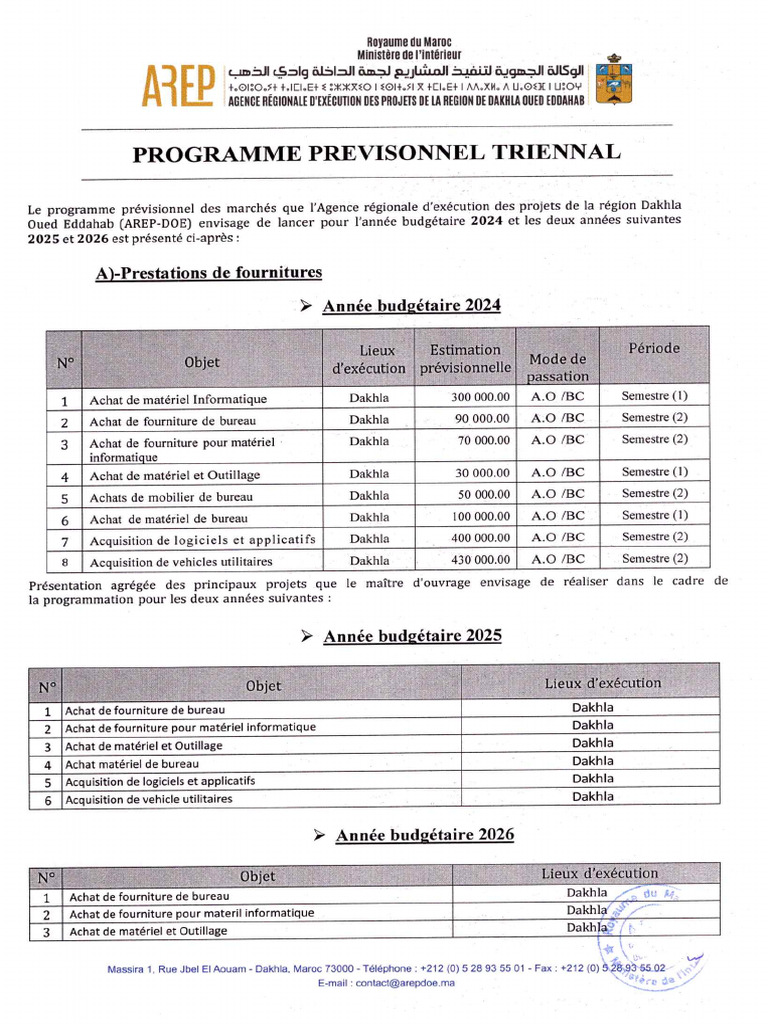 Programme Prévisionnel Triennal 2024 | PDF