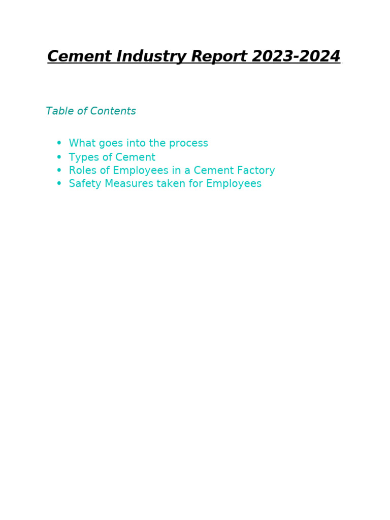 Cement Industry Overview 2023-2024 | PDF | Cement | Mill (Grinding)