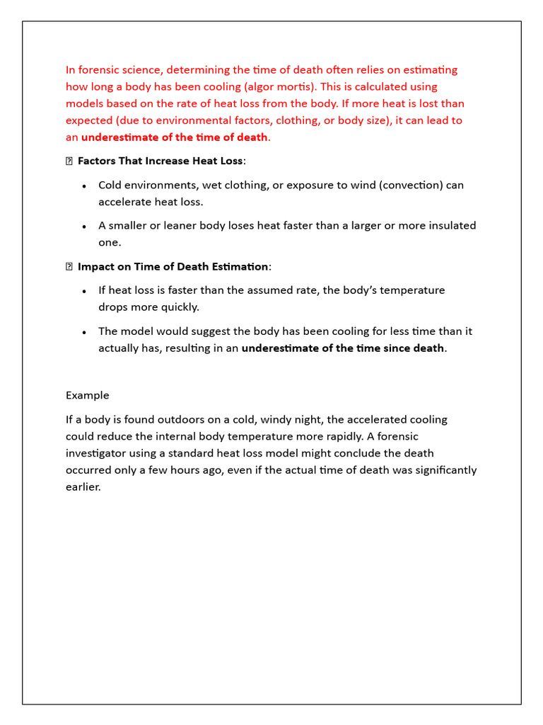 Algor Mortis: Factors Affecting Time of Death Estimation | PDF | Heat ...