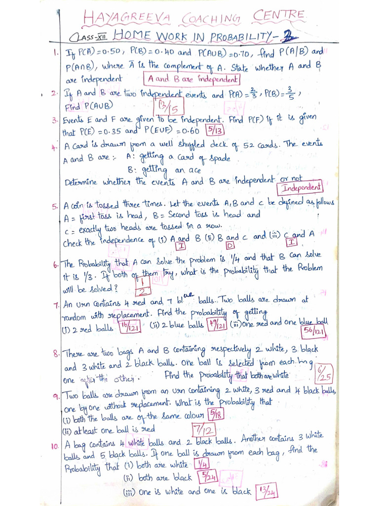 H.W 2 Probability | PDF