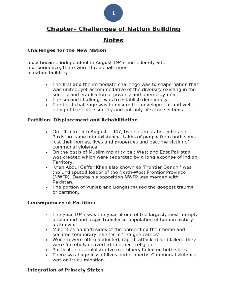 Chapter notes (2) | PDF | Partition Of India | Jawaharlal Nehru