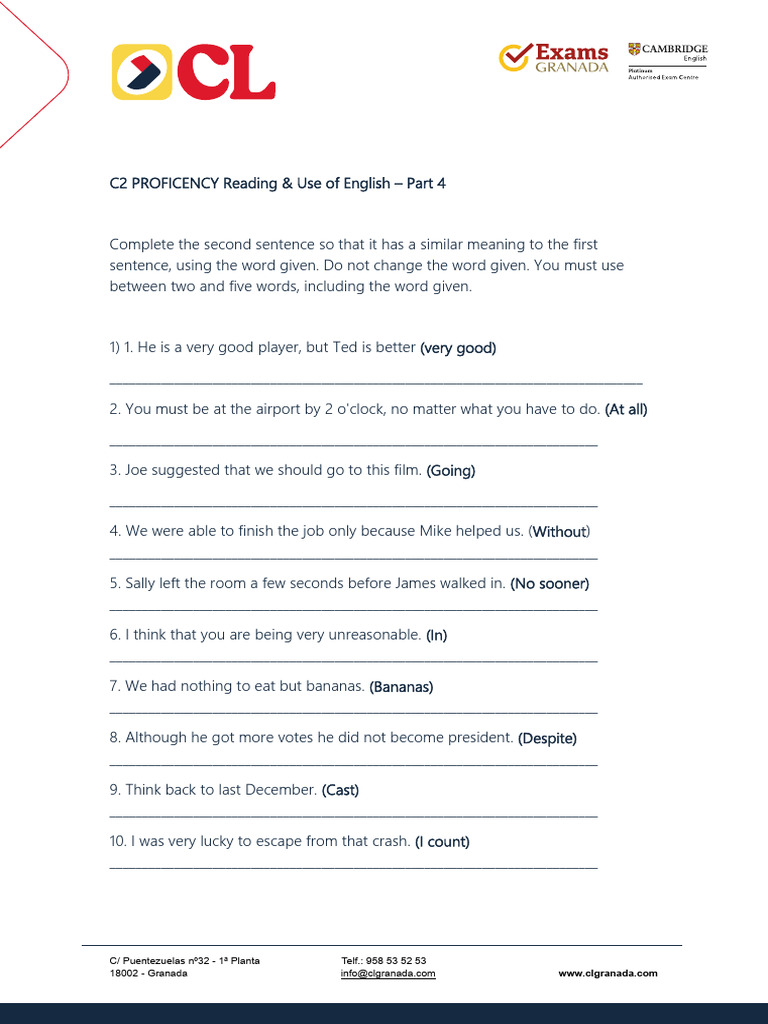 C2 Proficiency English Practice Test | PDF