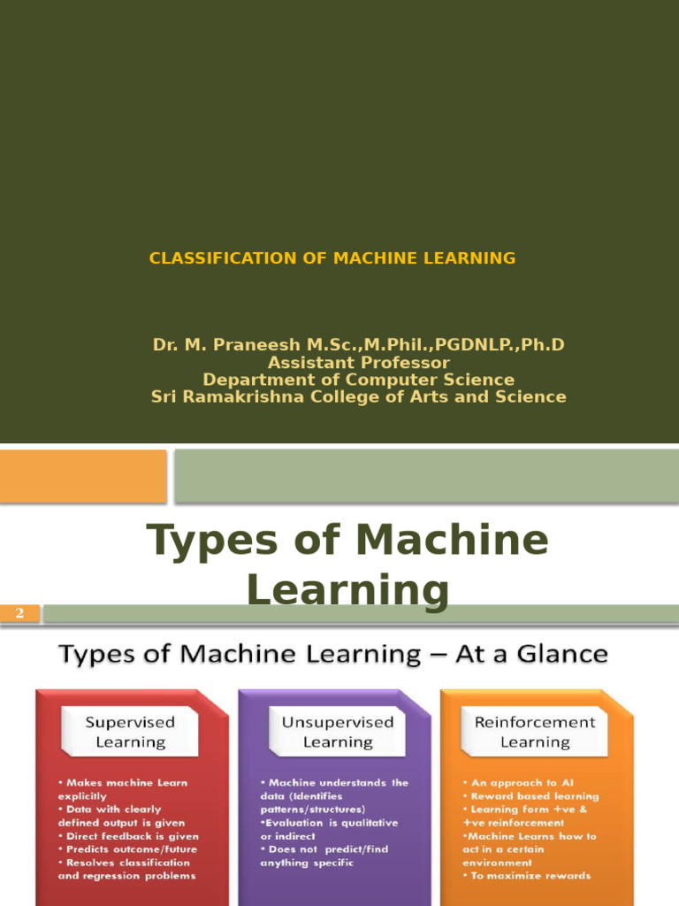 Types of Learning - Lecture 1 | PDF | Machine Learning | Statistical Classification