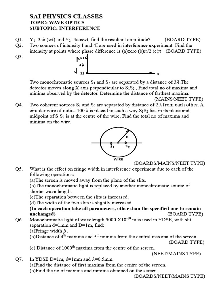 YDSE | PDF | Coherence (Physics) | Wavelength