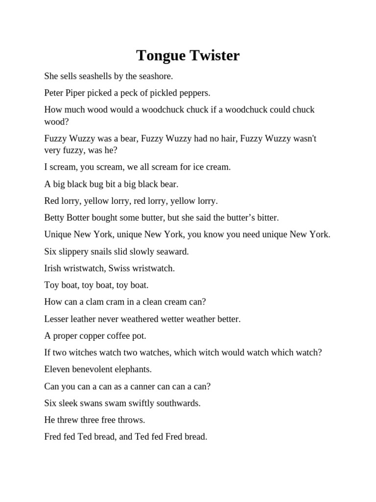 Tongue Twister | PDF