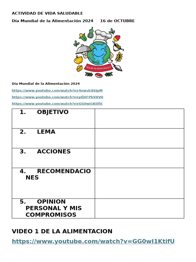 Actividad de Vida Saludable | PDF