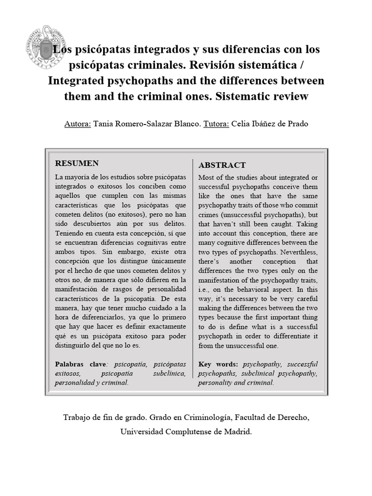 Los Psicópatas Integrados y Sus Diferencias Con Los Psicópatas ...