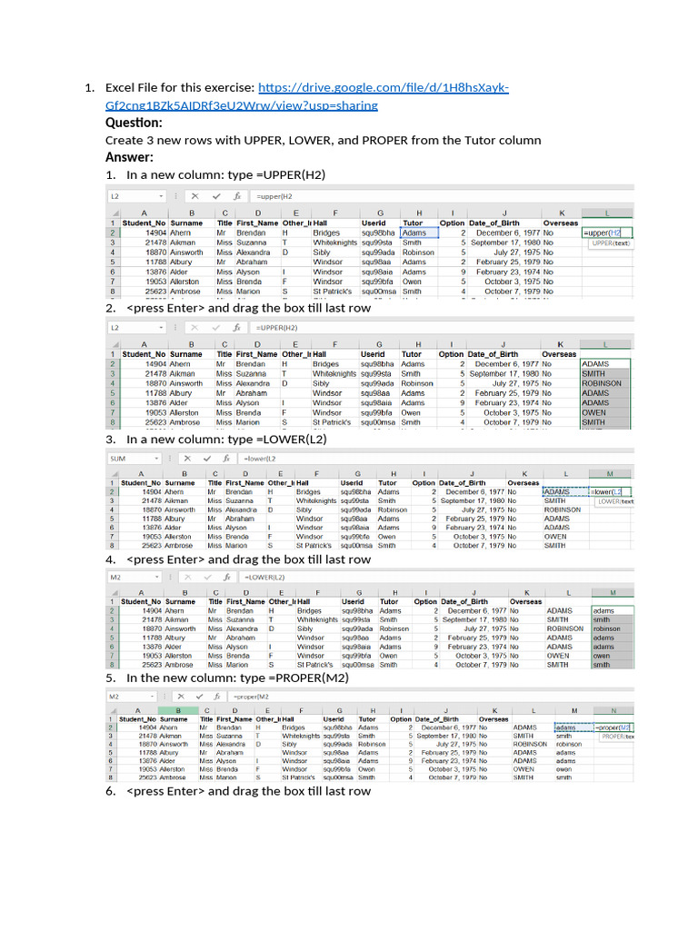 Exercises on text function | PDF