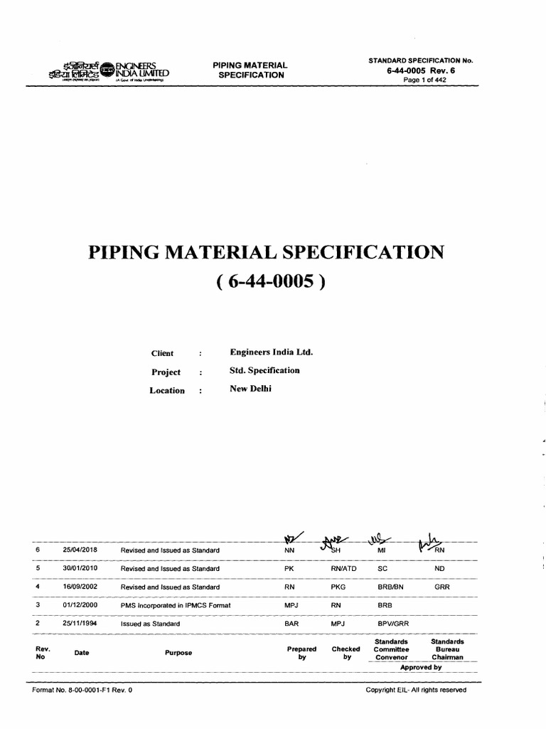 PMS EIL Rev 6 | PDF | Hydrocarbons | Ammonia