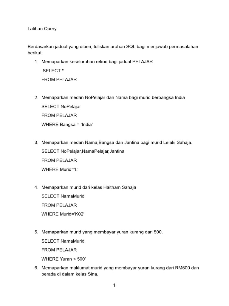 Latihan Query - 2 T3 | PDF