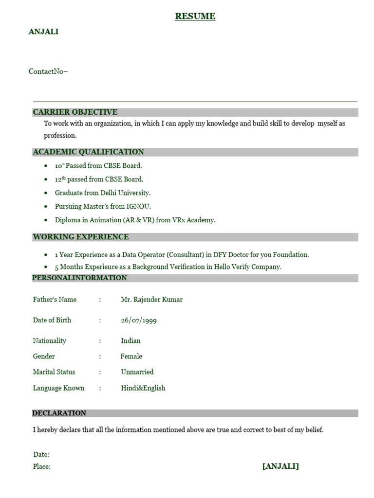 Anjali Resume | PDF