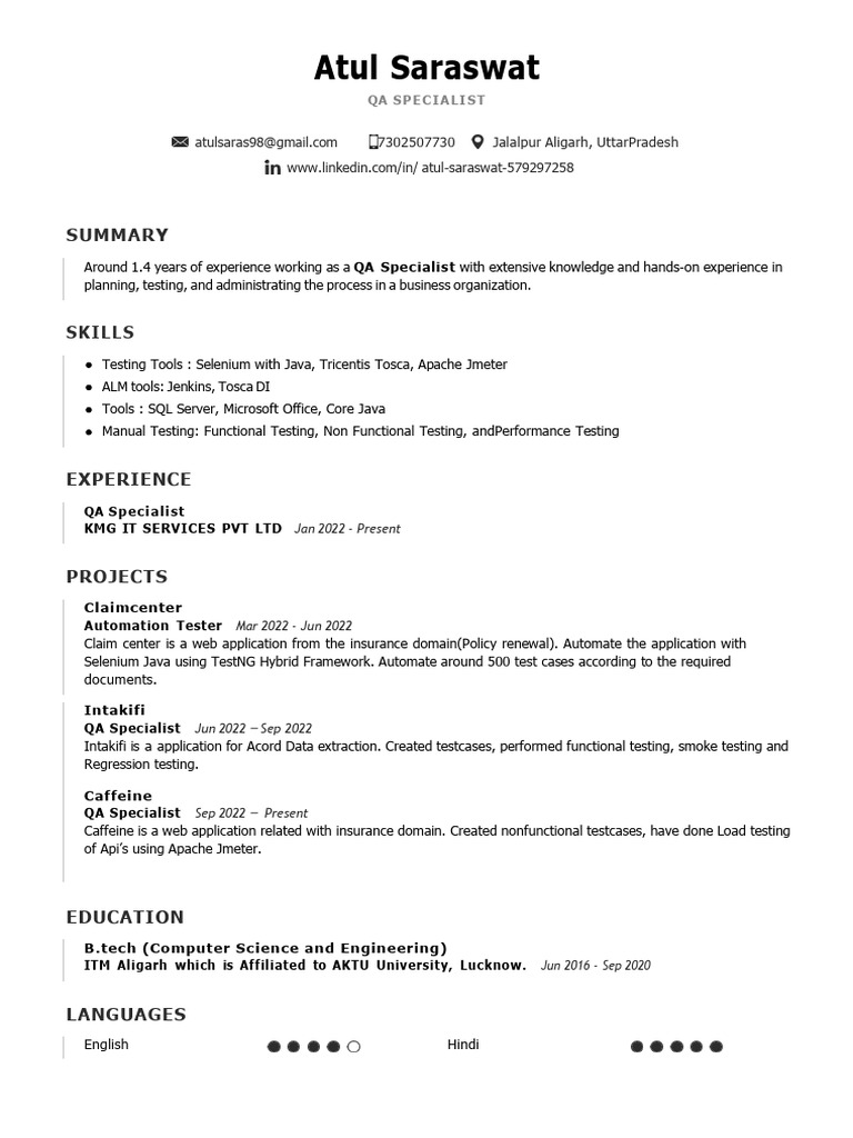 Atul Resume QA | PDF