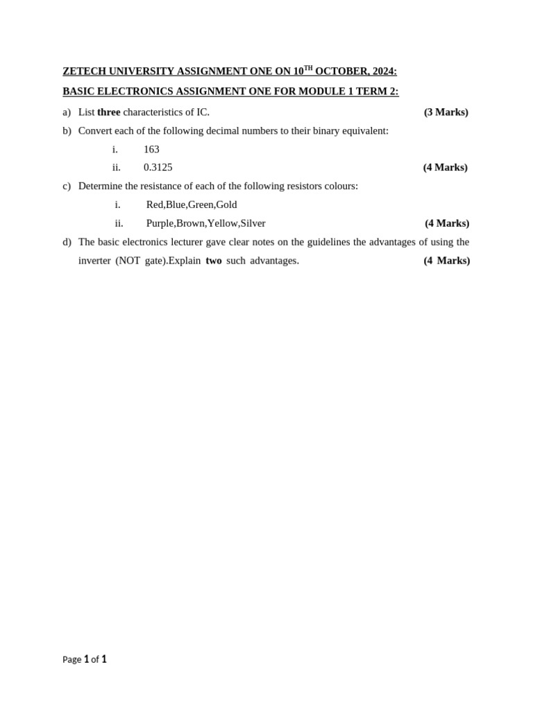 Assignment One | PDF