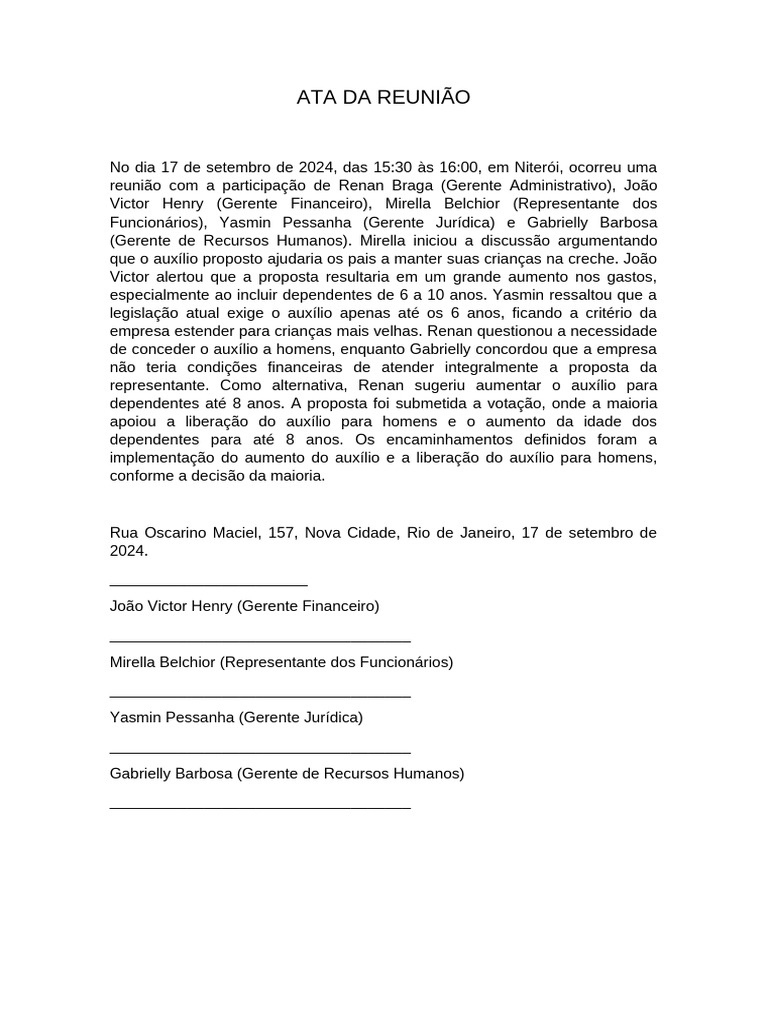 Ata Da Reunião | PDF