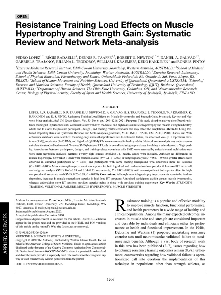 Resistance Training Load Effects On Muscle.12 | PDF | Strength Training