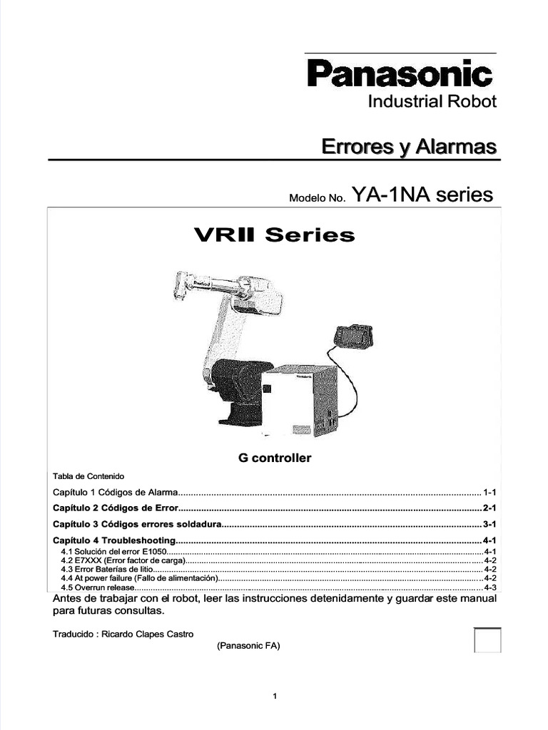 PDF Robot Panasonic Alarmas | PDF