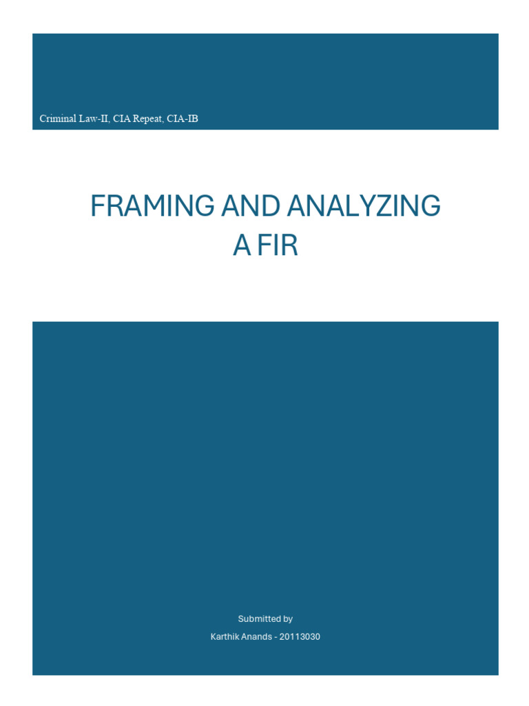 FIR Analysis | PDF | Crime & Violence | Justice
