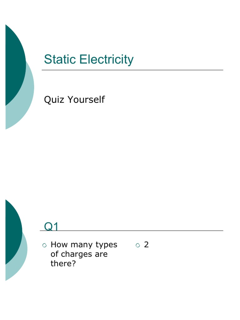 Static Electricity Quiz | PDF | Science & Mathematics | Teaching ...