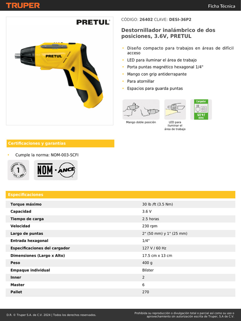 Destornillador Inalámbrico Pretul | PDF