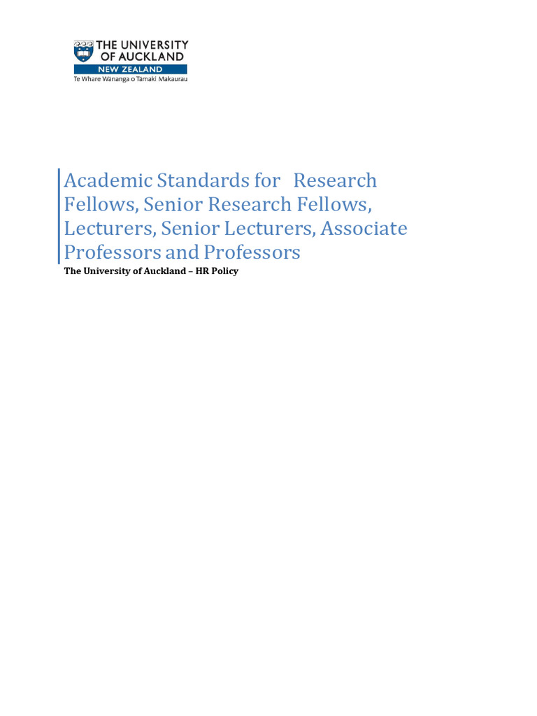 Academic Standards For Research Fellows Senior Research Fellows ...