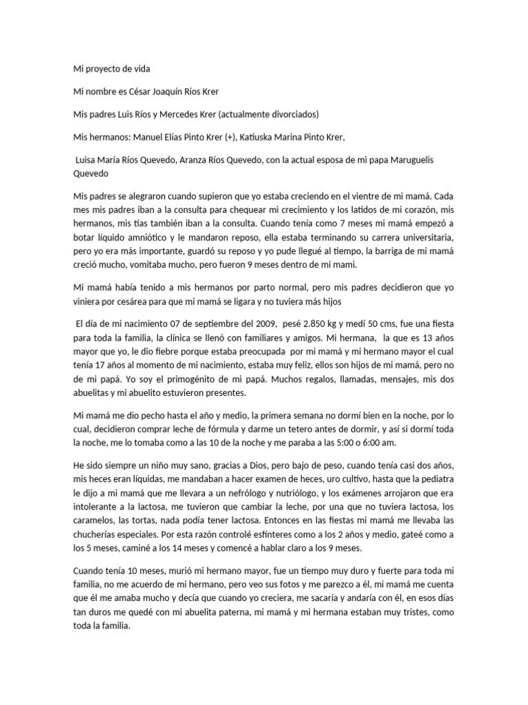 Mi historia de vida: César Ríos Krer | PDF