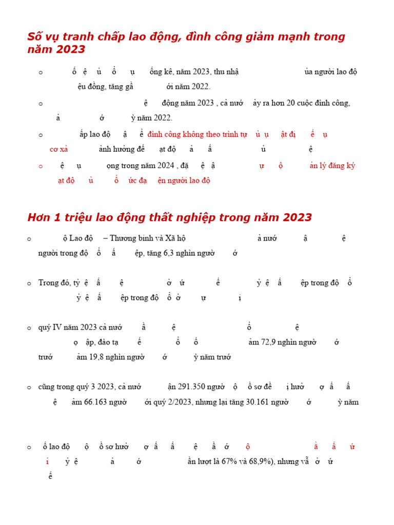 Tinh Hinh Lao Dong | PDF