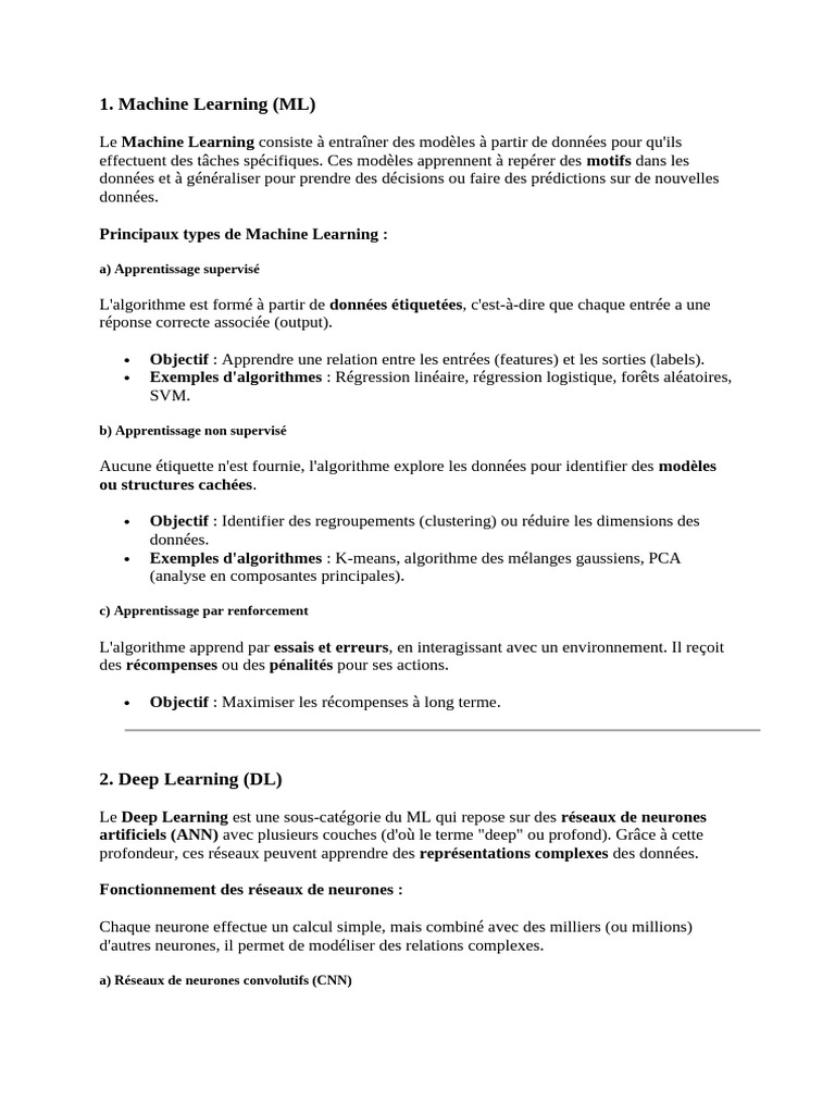 Introduction au Machine Learning et IA | PDF | Apprentissage ...