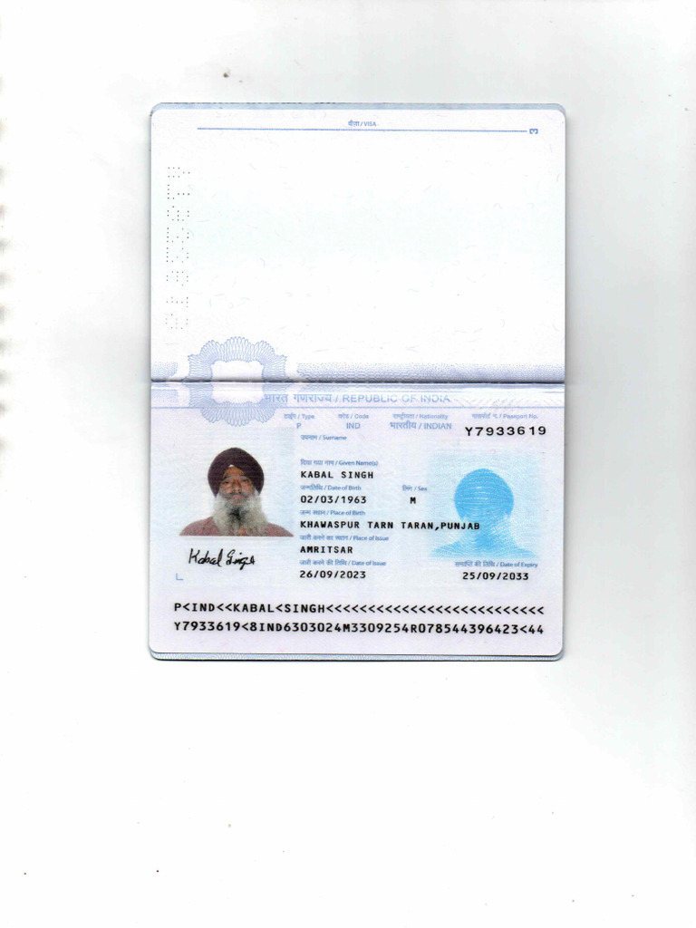 Passport of Kabal Singh | PDF