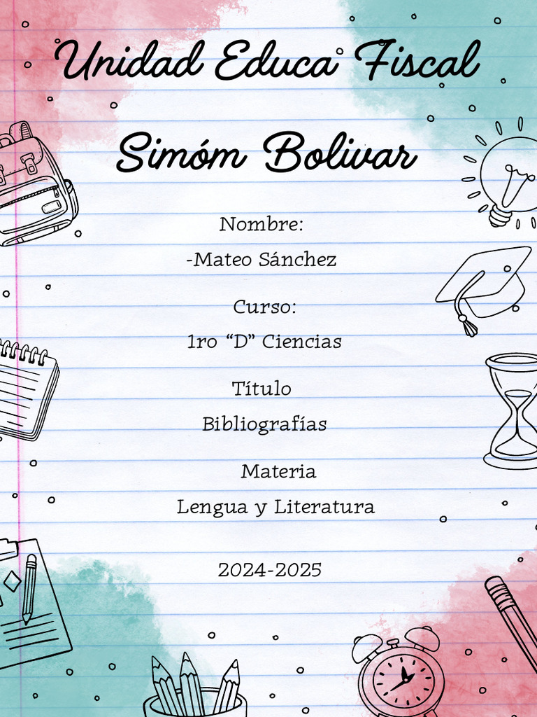 Documento A4 Portada Carátula de Propuesta Creativa Doodle Acuarela ...