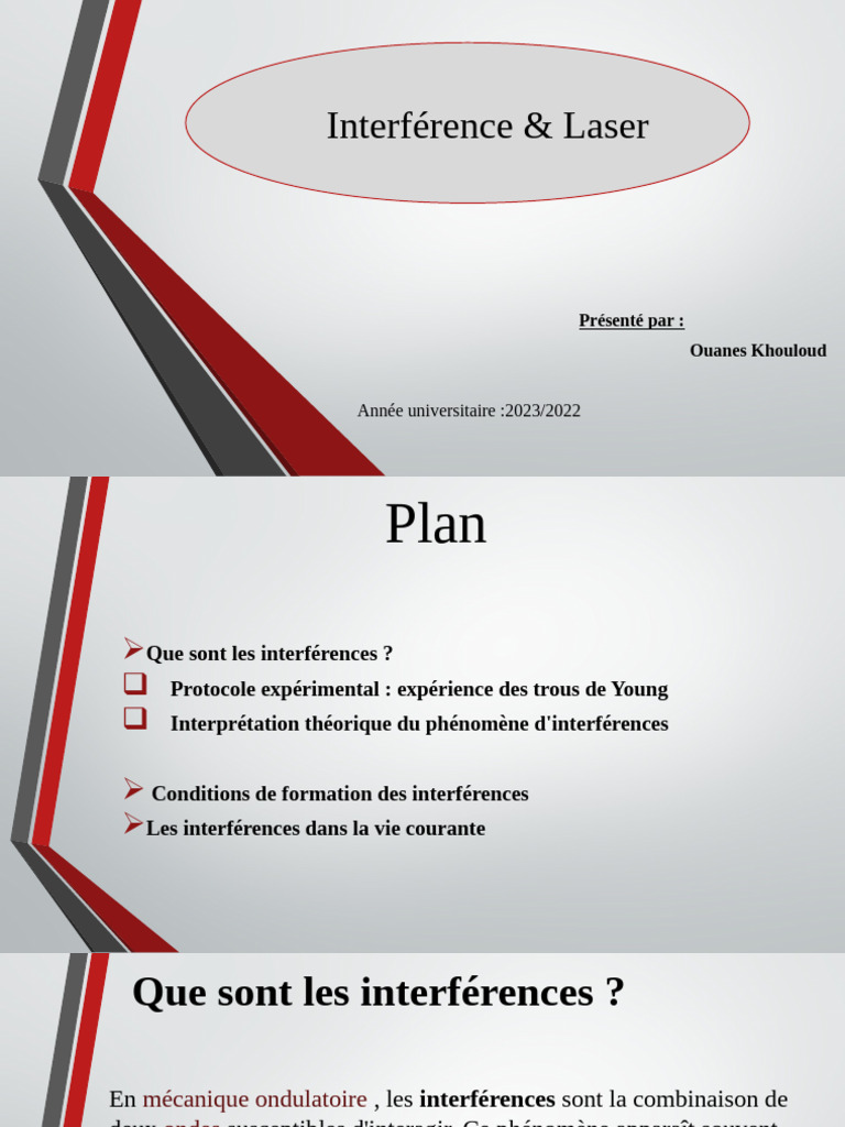 Interférence & Laser | PDF | Optique | Interférométrie