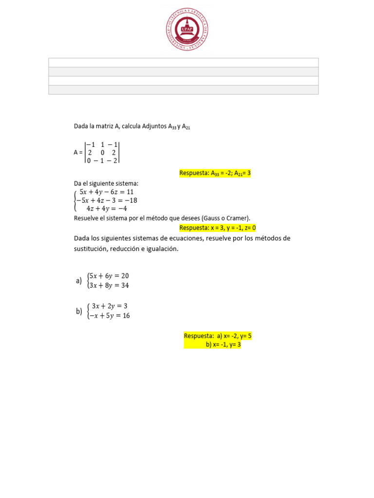 SEMANA IV - FICHA - ALGEBRA LINEAL II-2 de Alexander Acosta Aguilera | PDF | Matriz (Matemáticas ...