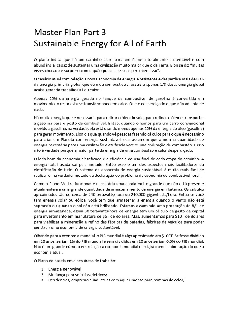 Resumo - Master Plan Part 3 - Sustainable Energy For All of Earth ...