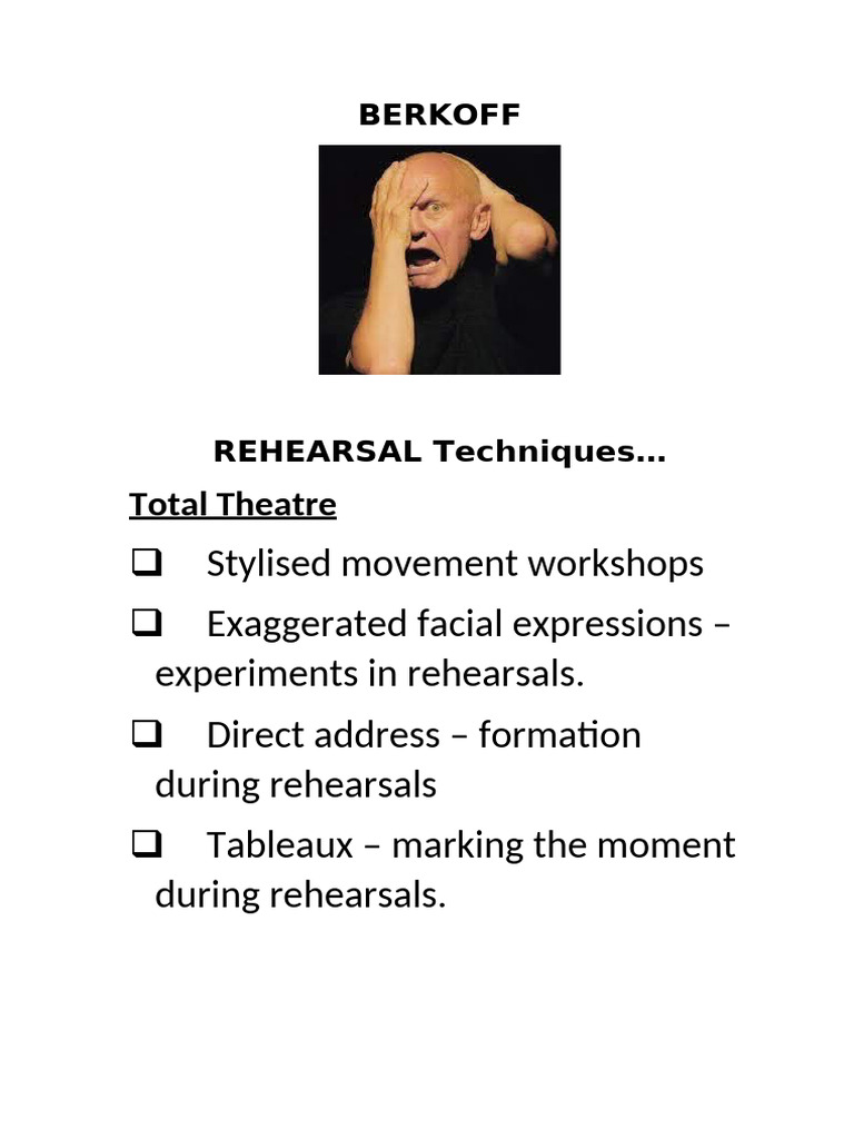 Berkoff Rehearsal Techniques Guide | PDF