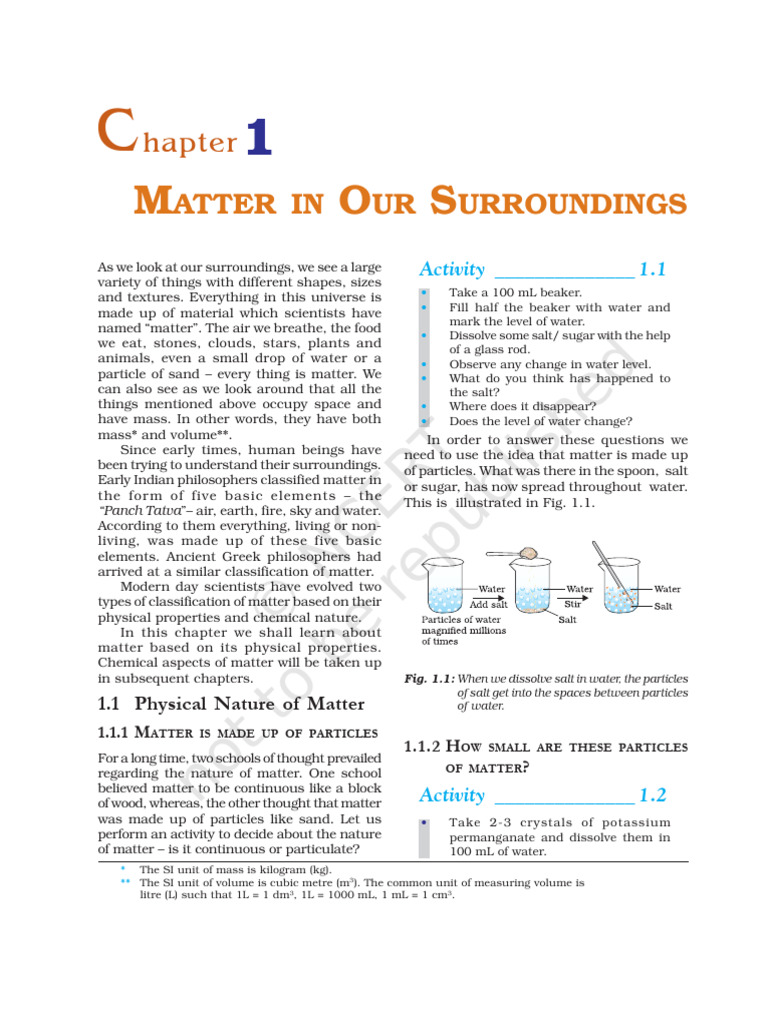 Chapter 1 - MATTER IN OUR SURROUNDINGS | PDF | Gases | Temperature