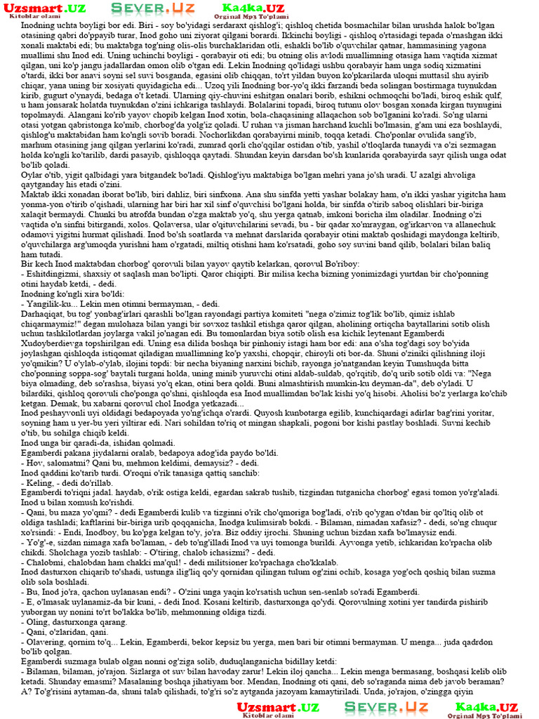 Ot Egasi (Hikoya) (Shukur Xolmirzayev) - Uzsmart - Uz | PDF