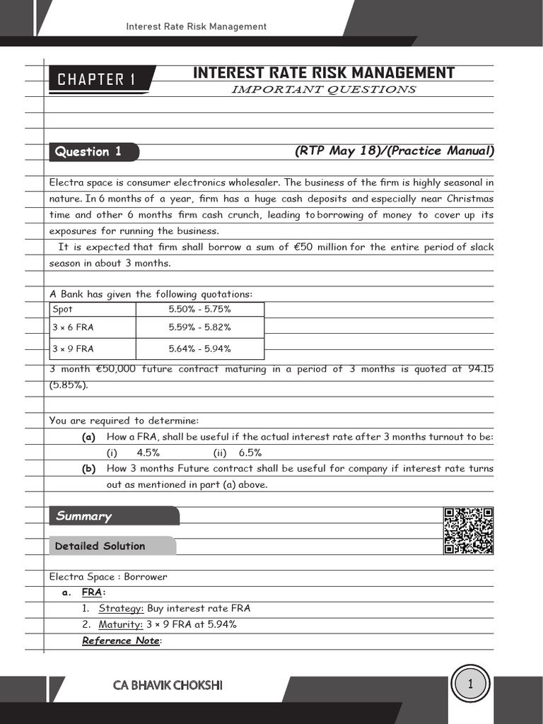 Interest Rate Risk Management - Imp Qs - Bhavik Chokshi | PDF | Swap (Finance) | Interest